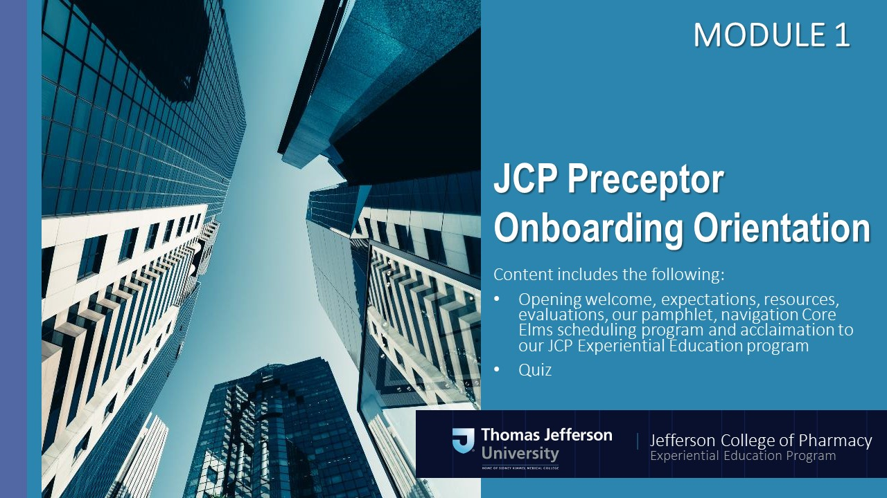 JCP Preceptor Onboarding Orientation
